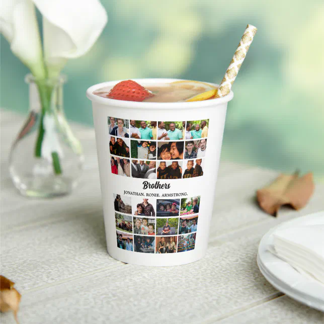 Custom Best Friends Forever Brothers Photo Collage Paper Cups | Zazzle