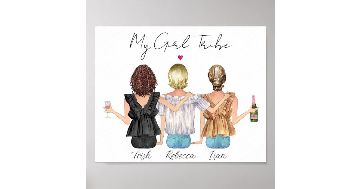 Custom best friends personalized portrait poster | Zazzle