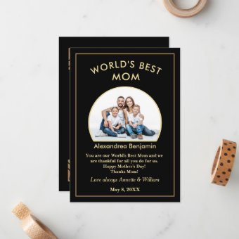 Custom Best Mom Mother Family Photo Personalize Note Card | Zazzle