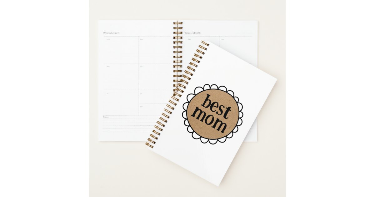 Custom BEST MOM Scalloped Edge Planner | Zazzle