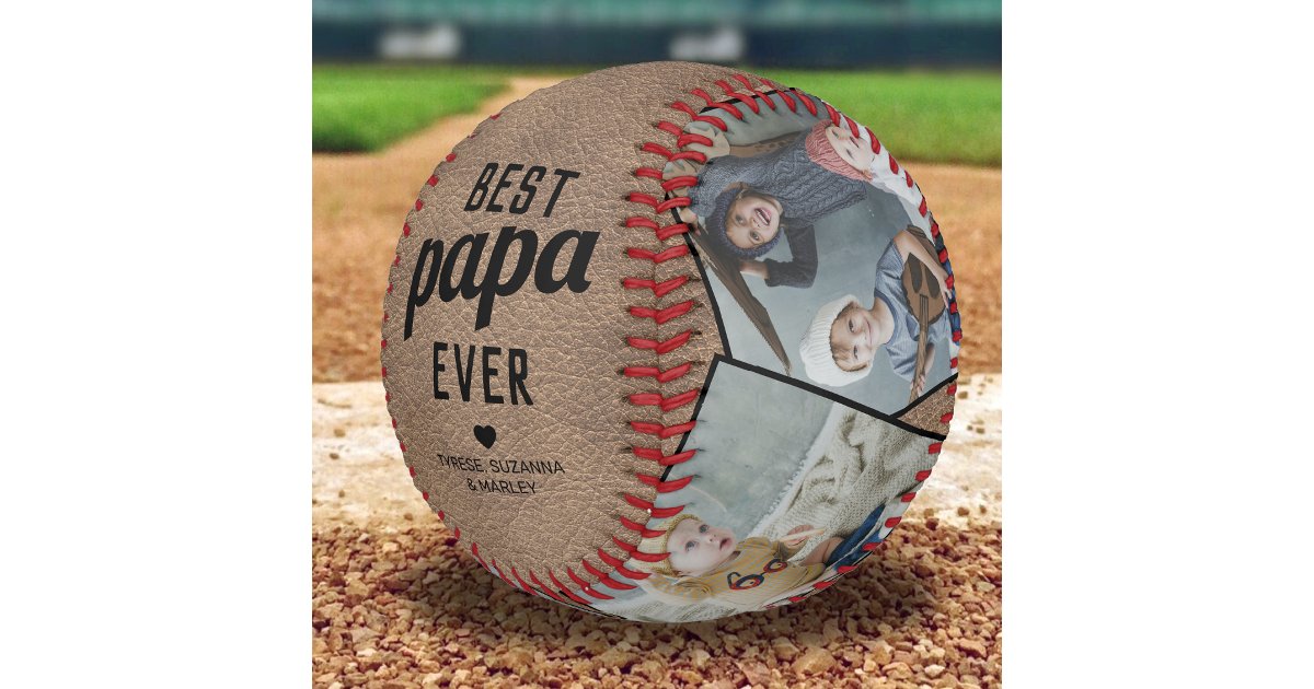Custom “Best Papa Ever” Photo Collage Baseball | Zazzle