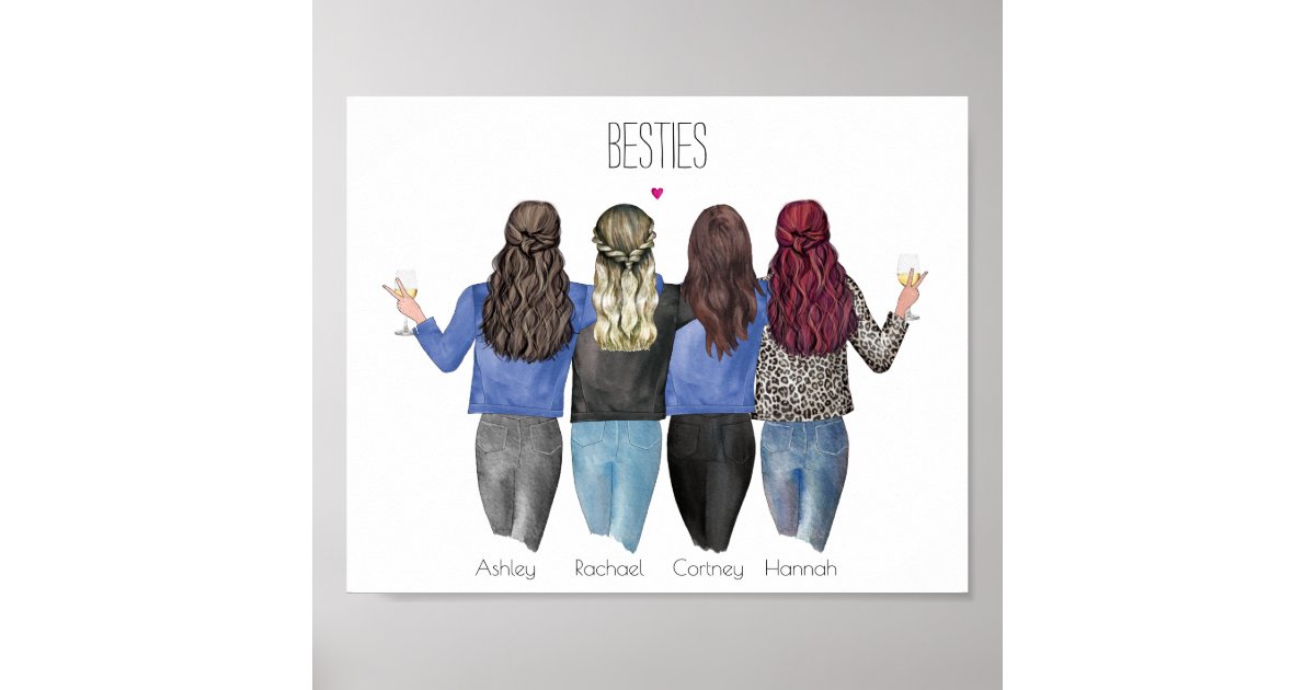 Custom Besties Gift | Best Friend Poster | Zazzle