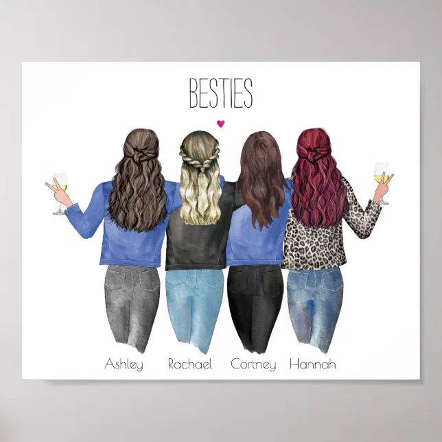 Custom Besties Gift | Best Friend Poster | Zazzle