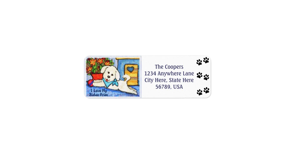 Custom Bichon Frise Dog Art Return Address Labels | Zazzle