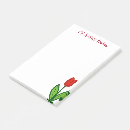 Custom big Post-it® notes with red tulip flower | Zazzle