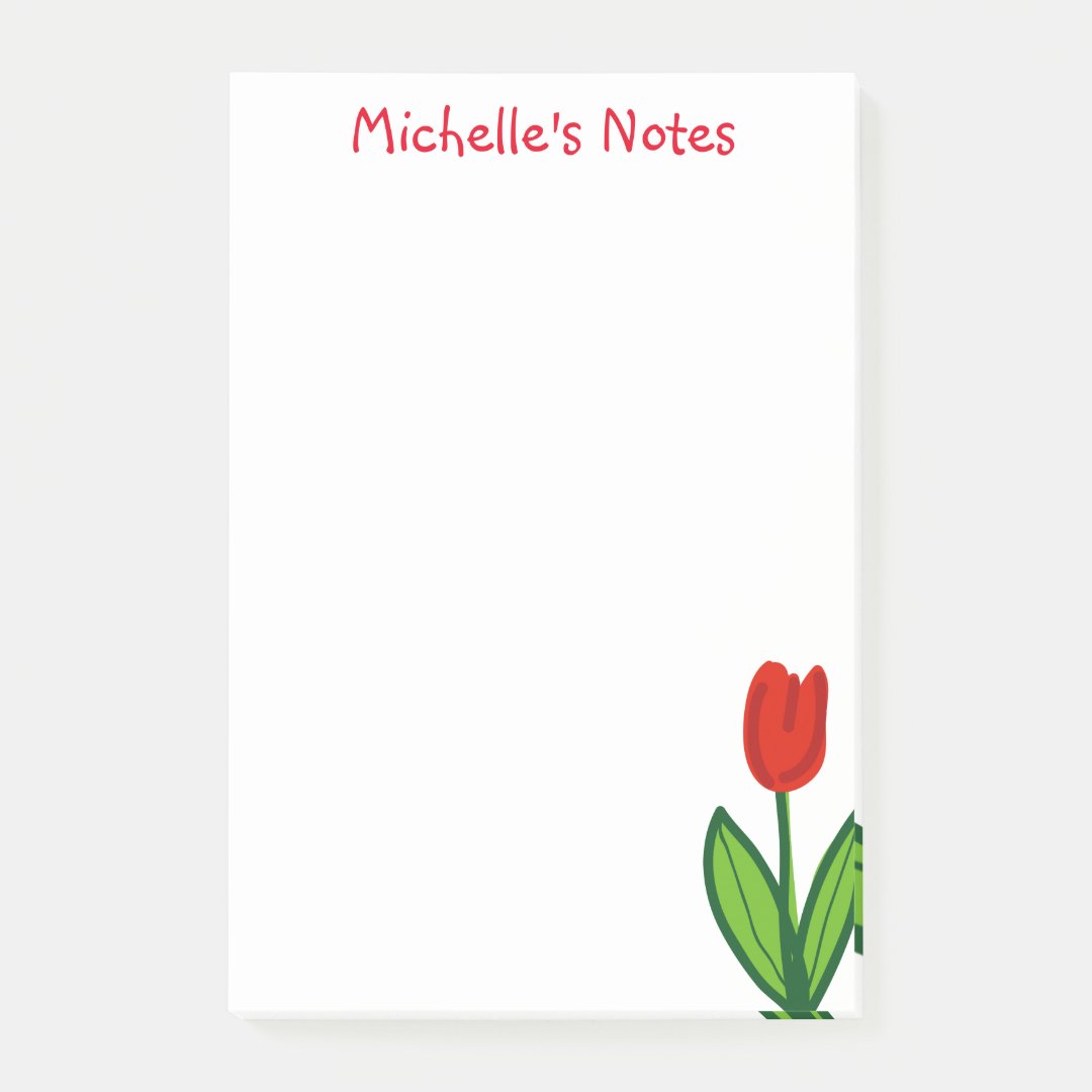Custom big Post-it® notes with red tulip flower | Zazzle