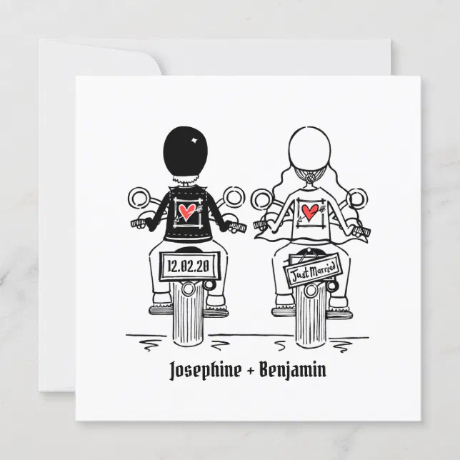 Custom Biker Motorcycle Evening Wedding Invitation | Zazzle