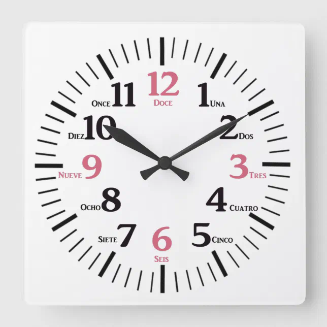 Custom Bilingual English/Spanish Clock | Zazzle