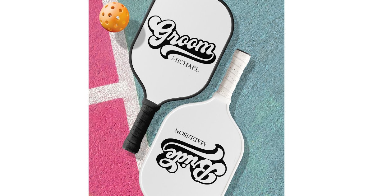 Custom Birde and Groom Name Vintage Pickleball Paddle | Zazzle