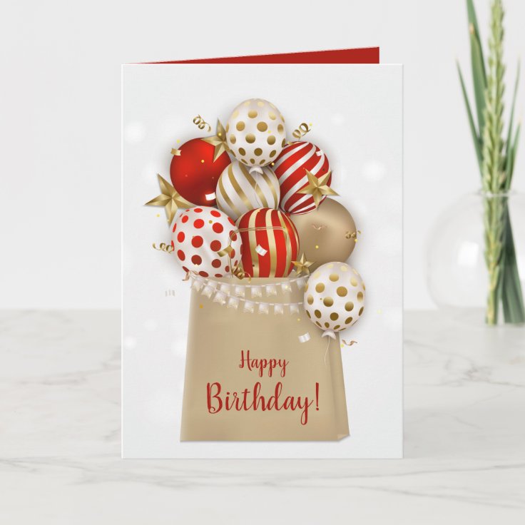 Custom Birthday Balloons Greeting Card | Zazzle