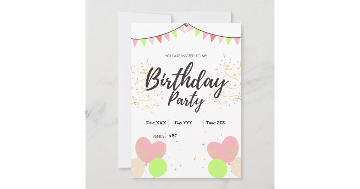 Custom Birthday Invitation Digital Card | Zazzle