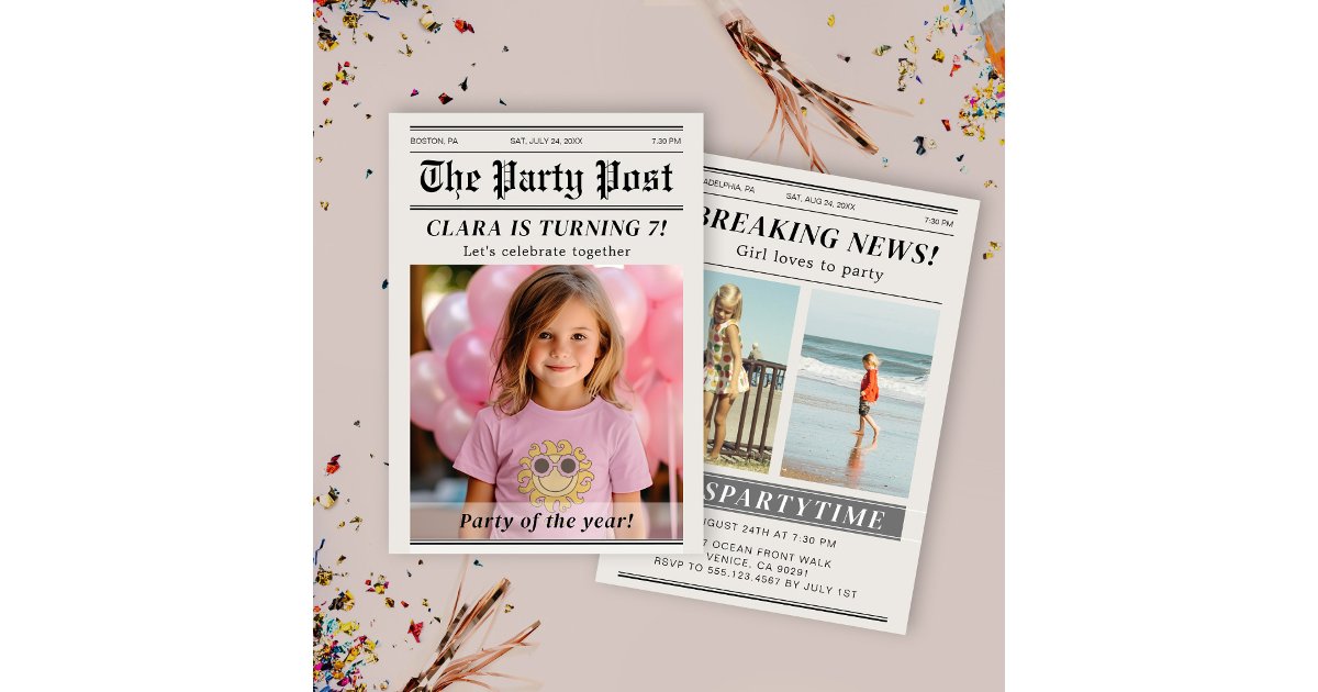 Custom Birthday Newspaper Magazine Cover Invitatio Invitation | Zazzle