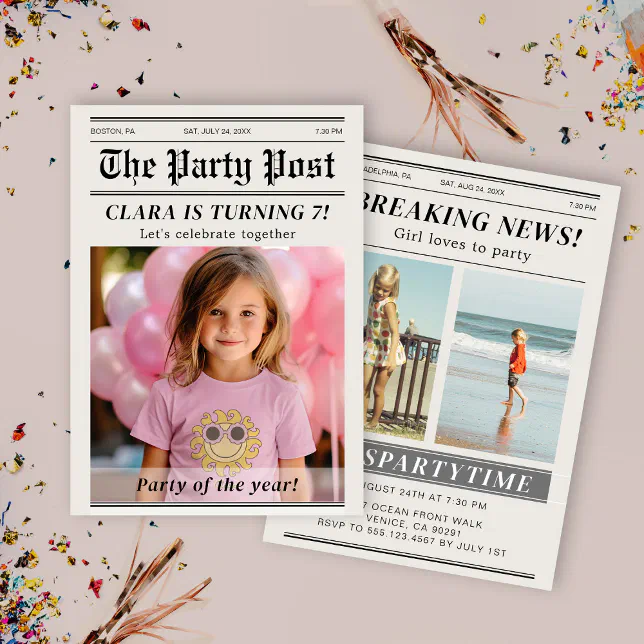 Custom Birthday Newspaper Magazine Cover Invitatio Invitation | Zazzle