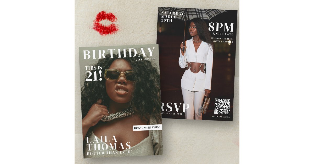 Custom Birthday Party Magazine Cover Photos Invitation | Zazzle