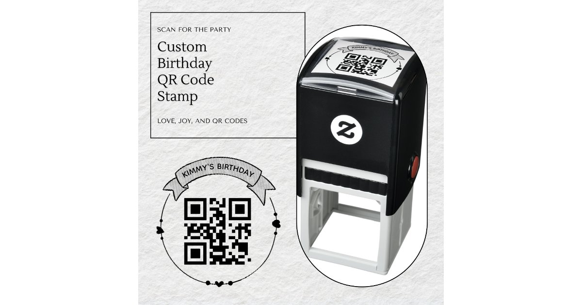 Custom Birthday QR Code Stamp | Zazzle