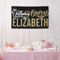 Custom Birthday Queen Black and Gold Personalized Banner | Zazzle