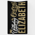 Custom Birthday Queen Black and Gold Personalized Banner | Zazzle