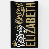 Custom Birthday Queen Black and Gold Personalized Banner | Zazzle