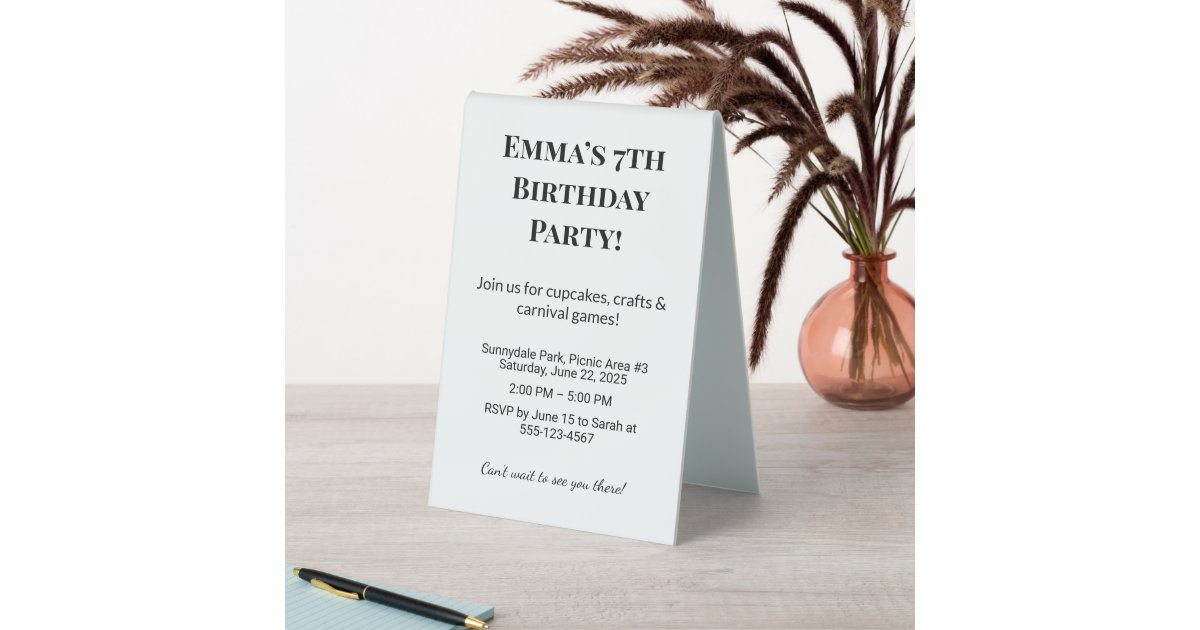 Custom Birthday Table Tent Sign | Zazzle