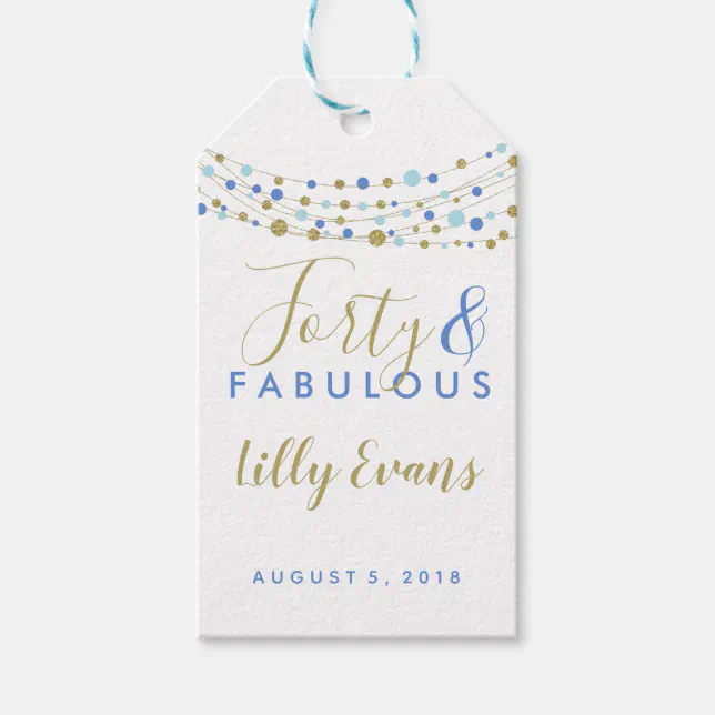 custom birthday tag, glitter and blue, gift tag | Zazzle