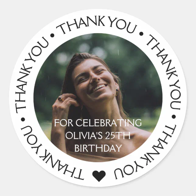 Custom Birthday Thank you Photo Sticker | Zazzle