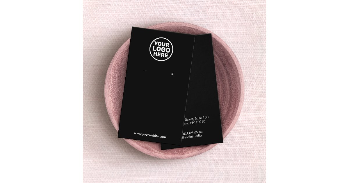 Custom Black Add Your Logo Earring Display Card | Zazzle