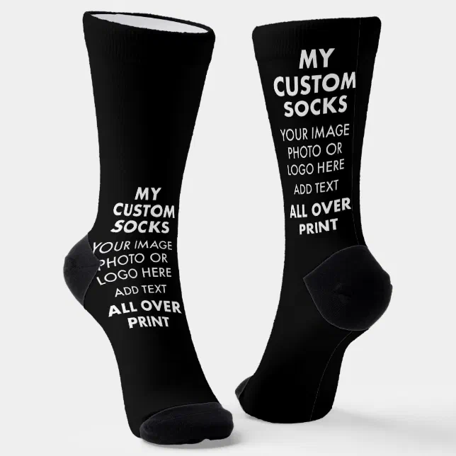 Custom BLACK All Over Print Women's Premium Socks | Zazzle