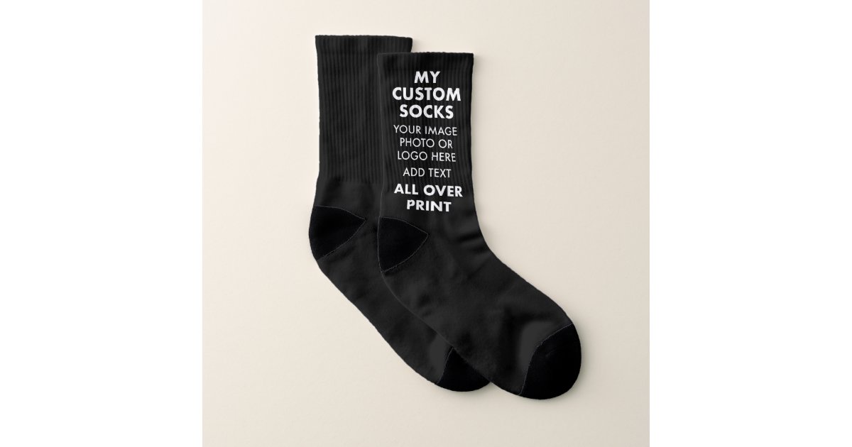 Custom BLACK All Over Print Women's Socks | Zazzle