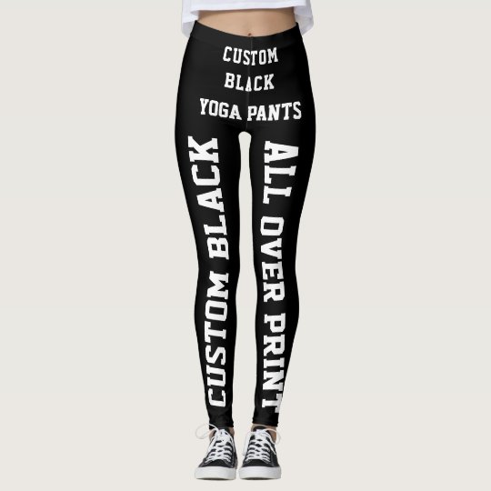 Custom BLACK ALL OVER PRINT YOGA PANTS | Zazzle.com
