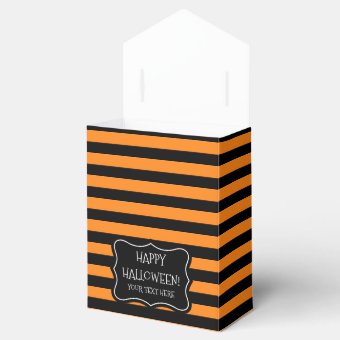 Custom black and orange Halloween party favor box | Zazzle