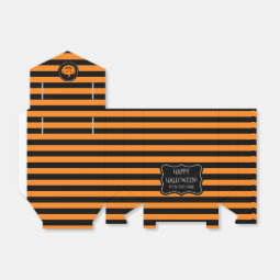Custom black and orange Halloween party favor box | Zazzle