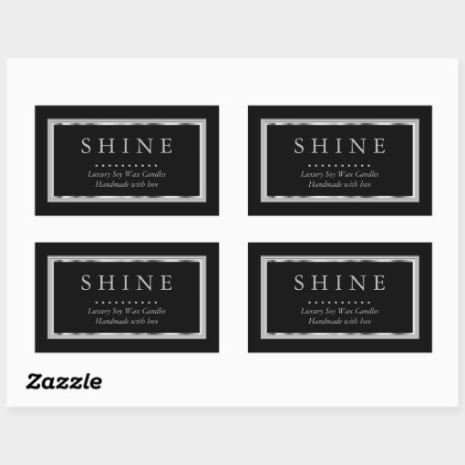 Custom Black and Silver Rectangular Sticker | Zazzle