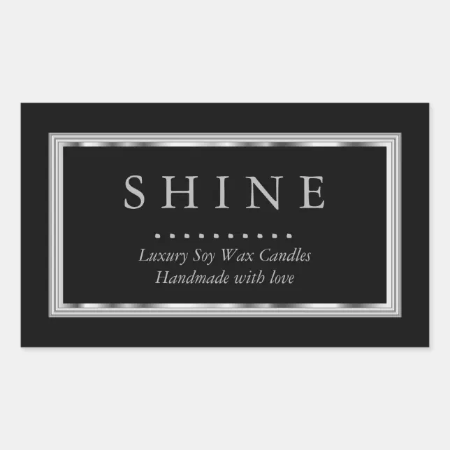 Custom Black and Silver Rectangular Sticker | Zazzle