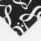 Custom Black And White Clef Hearts Music Notes Fleece Blanket | Zazzle