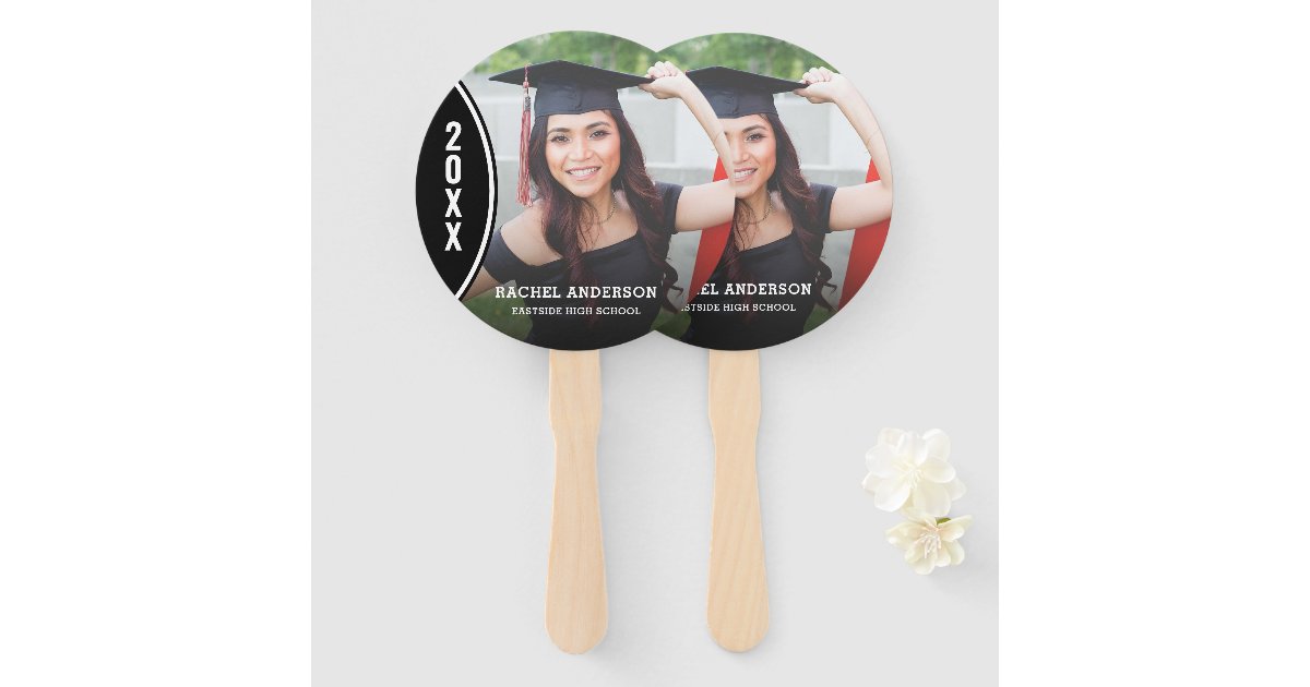 Custom Black and White Graduation Photo Hand Fan | Zazzle