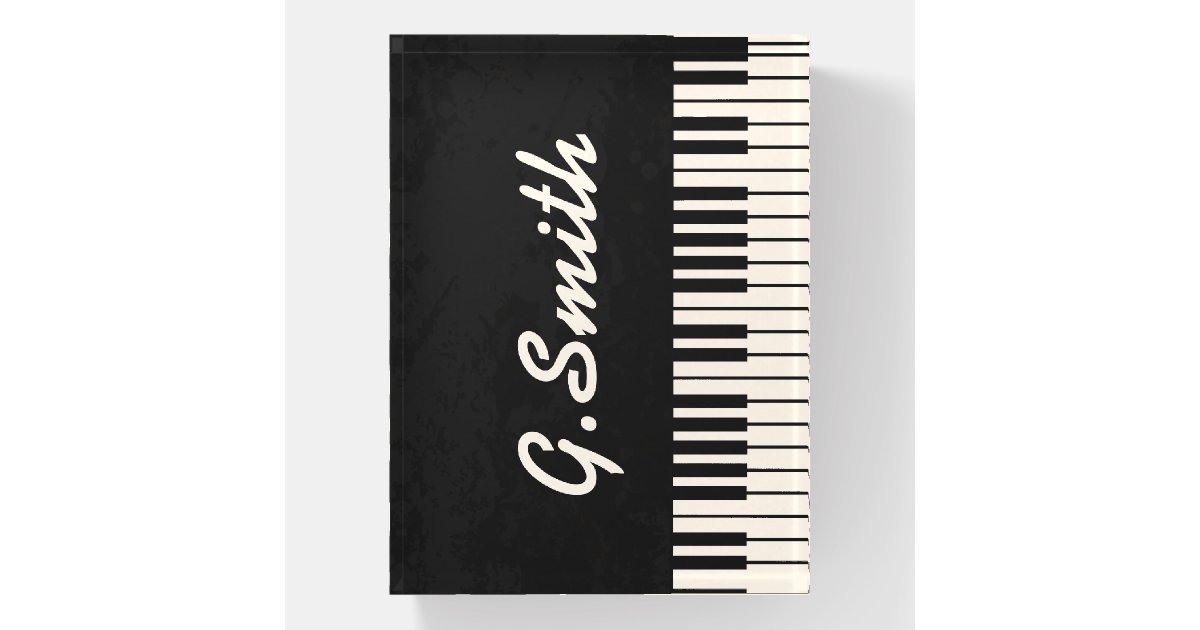 Custom Black and White Piano Keyboard Add Name. Paperweight | Zazzle