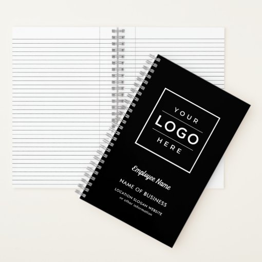 Custom Black Business Logo and Employee Name Notebook | Zazzle