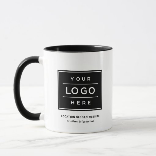 Custom Black Business Name and Logo Branded Mug | Zazzle