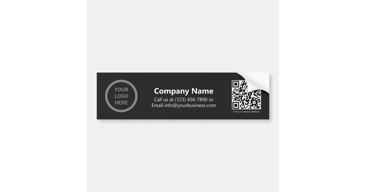 Custom Black Company Logo Promotional QR Code Bumper Sticker | Zazzle