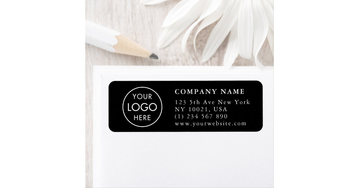 Custom Black Elegant Logo Website Phone Label | Zazzle