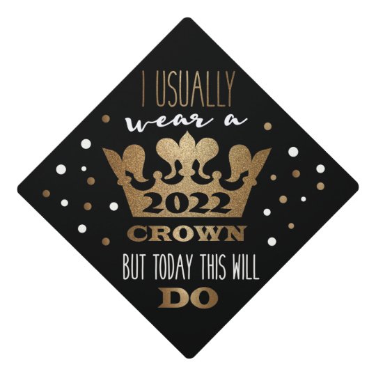 Custom Black Faux Gold Glitter Crown Graduation Graduation Cap Topper ...