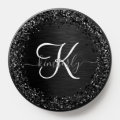 Custom Black Glitter Sparkle Monogram PopSocket | Zazzle