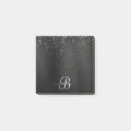 Custom Black Glitter Sparkle Monogram Post-it Notes | Zazzle