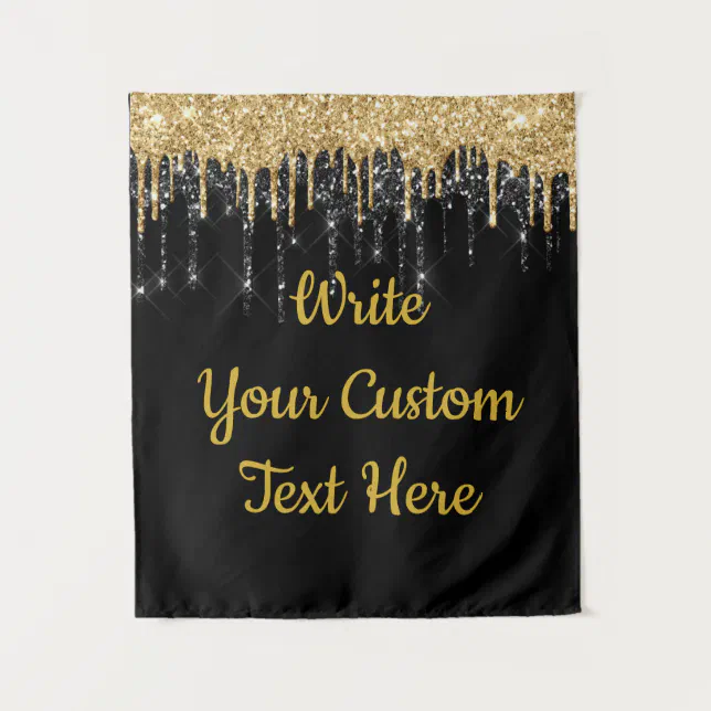 Custom Black Gold Glitter Birthday Prop Backdrop | Zazzle