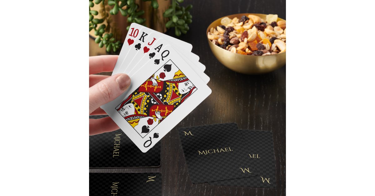 Custom Black Gold Monogram Euchre Strategy Game Euchre Cards | Zazzle