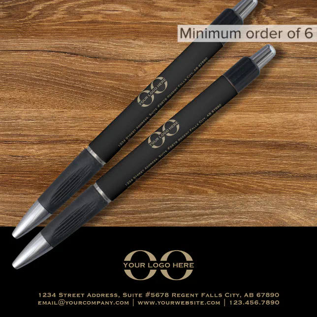 Custom Black Gold Pen with Logo | Zazzle