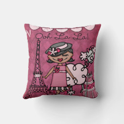 Custom Black Hair Paris Diva Pillow | Zazzle
