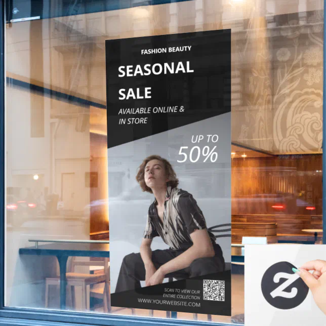 custom Black Instore Photo Business Ads Window Cling | Zazzle