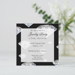 Custom Black Jewelry Party Invitations | Zazzle