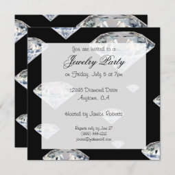 Custom Black Jewelry Party Invitations | Zazzle